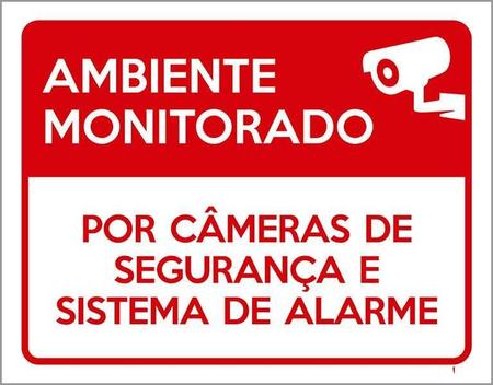 Placa De Sinalização - Ambiente Monitorado 18X23 - Sinalizo - Placa de ...