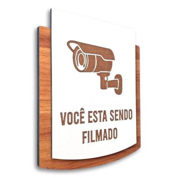 Placa De Sinalização Câmera de Segurança - MDF 15x13cm - Victare ...
