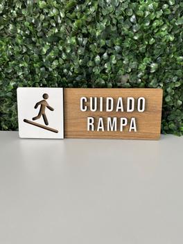 Placa de sinalização Cuidado Rampa em mdf - Realaser Store - Placa de ...
