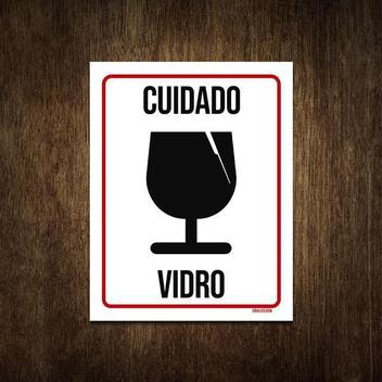 Placa De Sinalização - Cuidado Vidro Frágil 27X35 - Sinalizo - Placa de ...