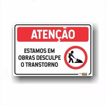 Placa de Sinalização e aviso / Estamos em obras (25X20CM) - EO9 - Dream ...