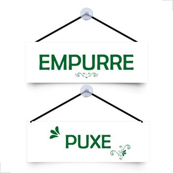 Placa Empurre Puxe C/ Ventosa e Cordinha Porta 30x10cm - Placa forte ...