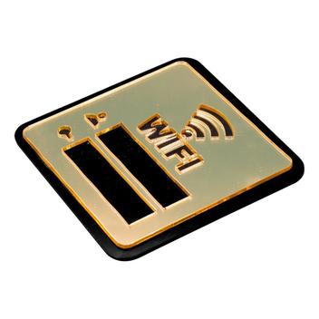 Placa Espelhada Senha Wifi Display Acrílico Parede Balcão Plaquinha ...