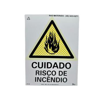 Placa Fotoluminescente de Alerta Incêndio - SIG - Placa de Sinalização ...