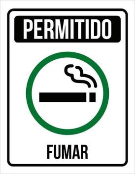 Placa Permitido Fumar Área Fumantes - De Sinalização 27X35 - Sinalizo ...