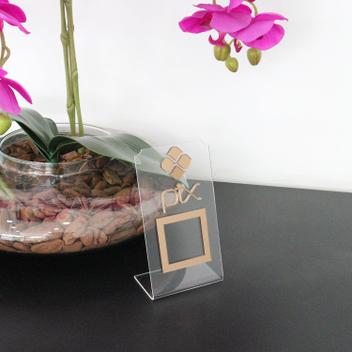 Placa Pix QR Code Acrílico 2mm - Cristal/Bronze - Lm Balcoes - Placa ...