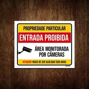 Placa Propriedade Particular Área Monitorada 18X23 - Sinalizo - Placa ...