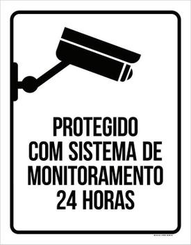 Placa Protegido Com Sistema De Monitoramento 24 Horas 36X46 - Sinalizo ...