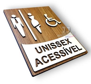 Placa sanitário adaptado pcd WC unissex acessível mdf 3mm - JJ - Placa ...