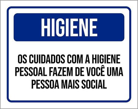 Placa Sinalização - Higiene Cuidados Higiene Pessoal 27X35 - Sinalizo ...