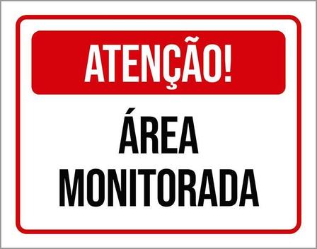 Placa Sinalização Vermelha - Área Monitorada 18X23 - Sinalizo - Placa ...