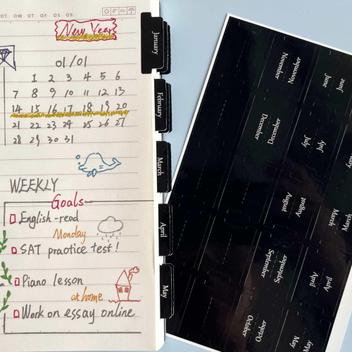 Planner Monthly Tabs thinkor Laminated 40 adesivos/divisórias - Caderno ...