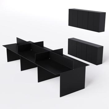 Plataforma de Trabalho de 6 Lugares 450x120 com 3 Armários Baixo + 3 ...