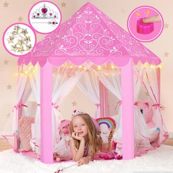Play Tent W&O Princess com som, luzes LED, coroa e varinha - Casinha de ...