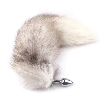 Plug Anal 3 cm Rabo Grosso de Branco, Cinza e Preto 30cm - Sade's ...