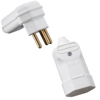 Plug Plugue Macho 90 Graus + Tomada Femea 3 Pinos 20a Branco ...
