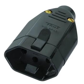 Plugue Femea 2 Pinos Fame 20A Preto - Plugs e Adaptadores - Magazine Luiza