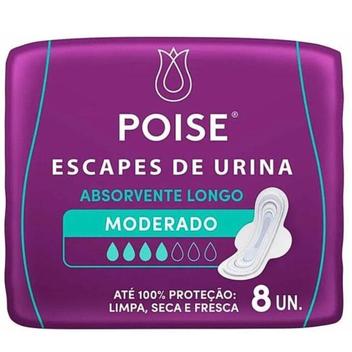 Poise absorvente longo para escape de urina moderado com 8 unidades ...