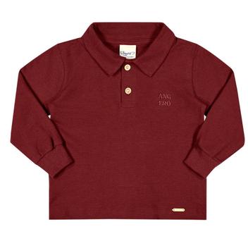 Polo Manga Longa Menino em Algodão Vermelha - Angerô - ANGERO - Camisa Infantil - Magazine Luiza