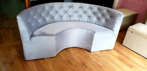 Poltrona booth meia lua u 1,80cm veludo cinza capitone costurado - O ...