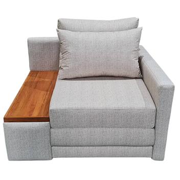 Poltrona Cama Solteiro com Tampo Lateral Esquerdo Tecido Acquablock Linhão Bege 108cm 1 lugar ...