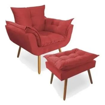 Poltrona com Puff Opala Luxo Quarto Sala Vermelho - Platinum Decor ...
