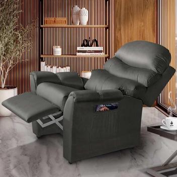 Poltrona Confortável Reclinável Suede Cinza Kelsi Shop JM - Luapa ...