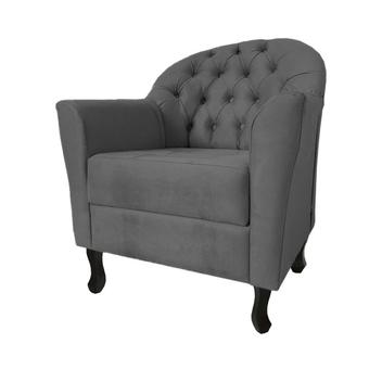 Poltrona Decorativa Com Capitone Para Hall de Entrada Júlia Suede Cinza ...