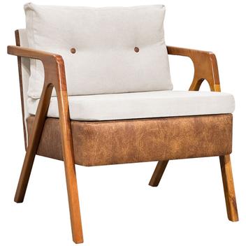 Poltrona Decorativa Moderna Laura material sintético e Linho Cores Pé ...