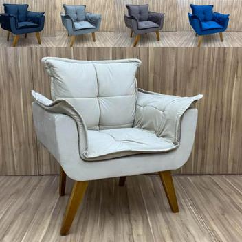 Poltrona Decorativa Para Todos os Ambientes Pes em Madeira - Alpoim ...