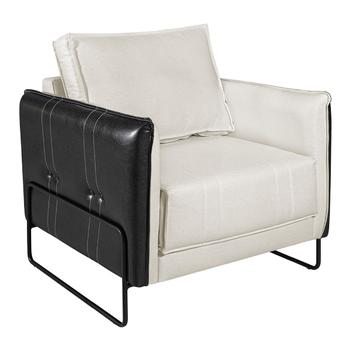 Poltrona Manhattan Base de Ferro Sintético Preto com Linho - Amarena Móveis - Poltronas ...