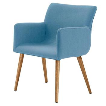 Poltrona Pinotage Daf Móveis Concha em MDF 18mm Linho Azul Jeans Base Pés Palito Madeira ...