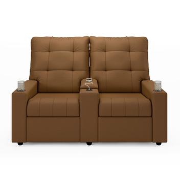 Poltrona Reclinável Para Cinema Parma 2 Lugares Baú USB PU Caramelo F ...