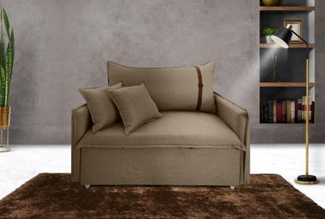 Poltrona Sofá Cama Valence Premium 110cm Sof Gel D33 Linho Marrom - Estilo Estofados - Poltronas ...