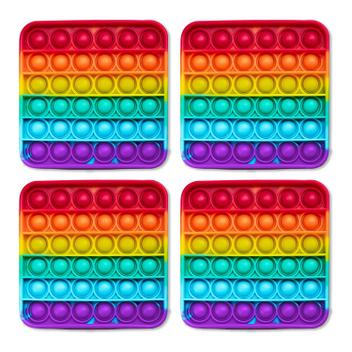 Pop It Fidget Game Popping Mats Rainbow (pacote com 4) para crianças e ...