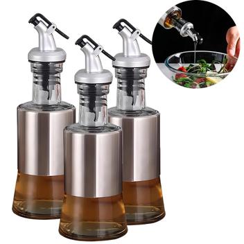 Porta Azeite Vinagre Óleo Com Dosador Em Aço Inox Vidro 300ML - Emilar ...