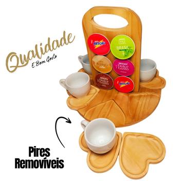 Porta Cápsulas Café Dolce Gusto Cantinho do Café Com 6 Pires e 6 ...