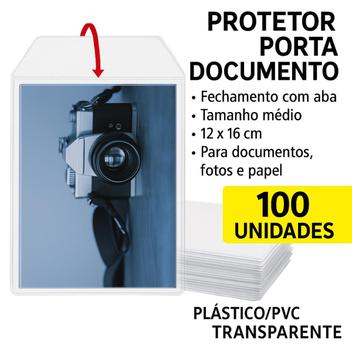 Porta Documento Médio 12x16cm Pacote 100un Protetor de Plástico PVC ...