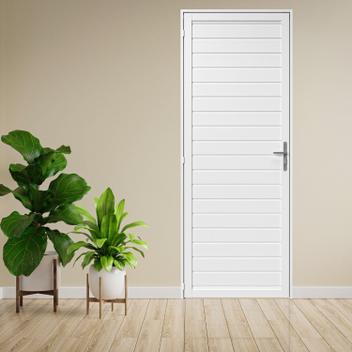 Porta Giro Social Lambril Sem Frisos com Maçaneta Em Alumínio Branca ...