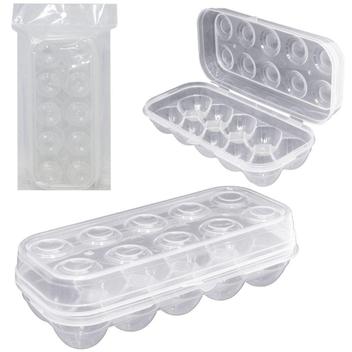 Porta ovos de plastico transparente com 10 cavidades + tampa 26x12 ...