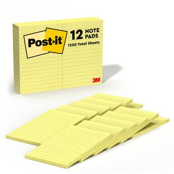 Post-it Sticky Notes 4x6 cm, 12 blocos, amarelo canário (660) - Bloco ...