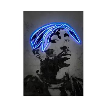 Pôster De Arte De Parede Com Estrela De Rapper Hip Hop Neon Colorido ...