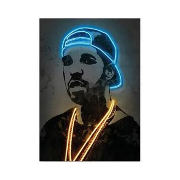 Pôster De Arte De Parede Com Estrela De Rapper Hip Hop Neon Colorido ...