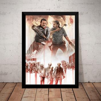 Poster Moldura The Walking Dead Rick Vs Negan Quadro Zumbi - Fanarte ...