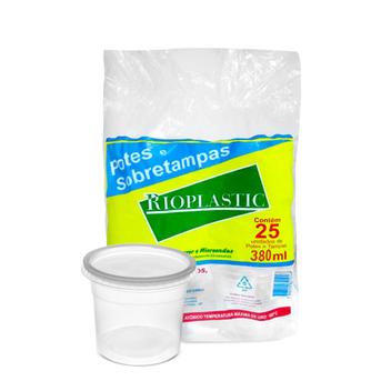 Pote de Plástico Descartável com Tampa 380ml 25un Rioplastic - Pote ...