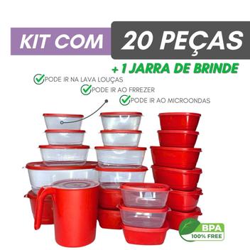 Pote de plástico Kit 21 peças Vasilhas Com Tampa Depósito para ...