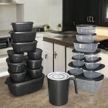 Pote de plástico Kit 21 peças Vasilhas Com Tampa Depósito para ...