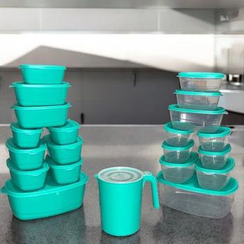 Pote de plástico Kit 21 peças Vasilhas Com Tampa Depósito para ...