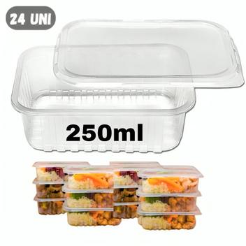 Pote descartável 250ml Retangular Com Tampa Marmita Vasilha Fitness - XXXXX - Porta mantimentos ...