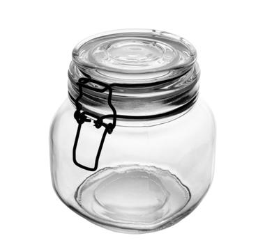 Pote Hermético em Vidro com Silicone e Clipe em Metal Preto 850ml ...